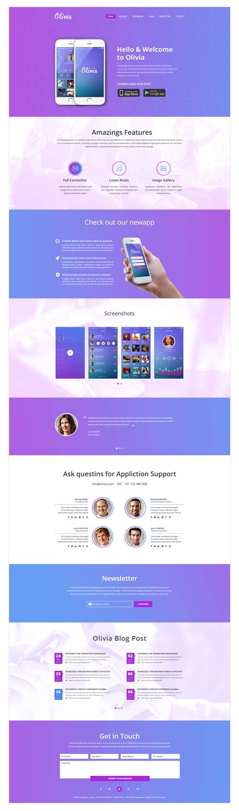 Olivia One Page Landing Page Bootstrap Template