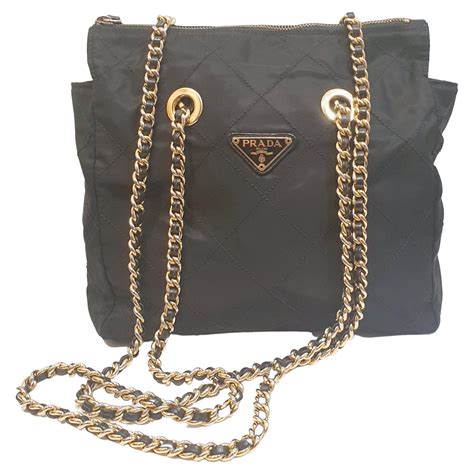 Prada Nylon Shoulder Bag Gold Chain At Sara Gardner Blog