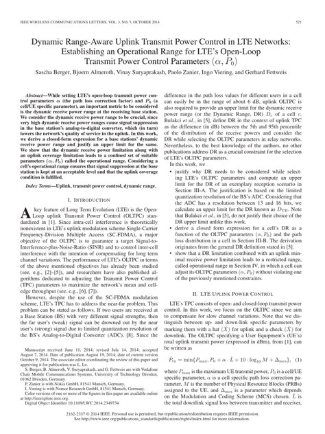 pdf dynamic range aware uplink transmit power control in lte networks
