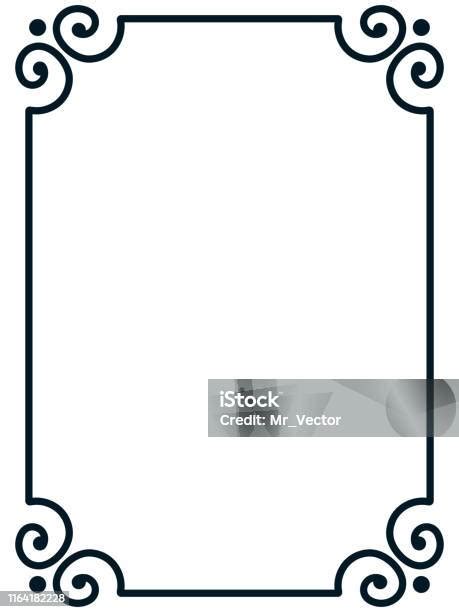빈티지 간단한 벡터 라인 테두리 프레임 간판 또는 레이블 0명에 대한 스톡 벡터 아트 및 기타 이미지 0명 가냘픈 광고