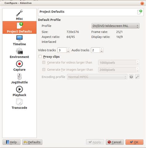 Kdenlivemanualsettings Menuconfigure Kdenlive Kde Userbase Wiki