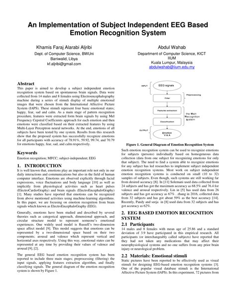 Pdf An Implementation Of Subject Independent Eeg Based Emotion