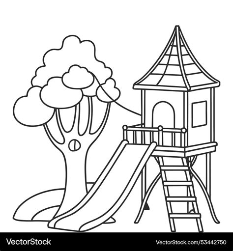 Outline Of Tree For Coloring Page Royalty Free Vector Image