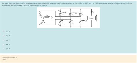 Solved Consider The Three Phase Rectifier Circuit Supplying