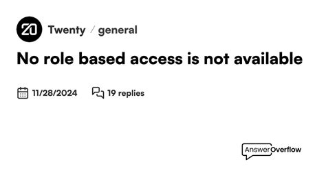 No Role Based Access Is Not Available Twenty
