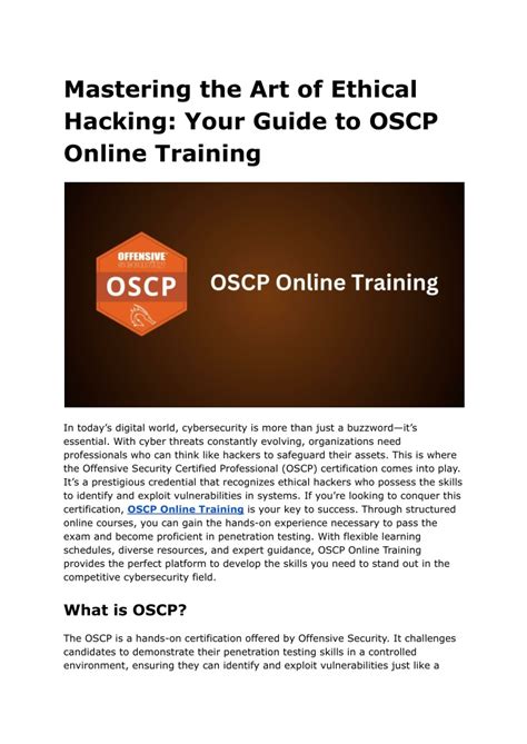 Ppt Mastering The Art Of Ethical Hacking Your Guide To Oscp Online Training Powerpoint