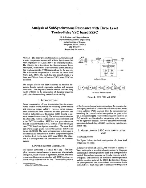 Pdf Analysis Of Subsynchronous Resonance With Three Level Twelve