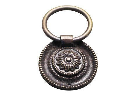 Traditional Rosette Ring Pull Antique Brass Sage And Sill