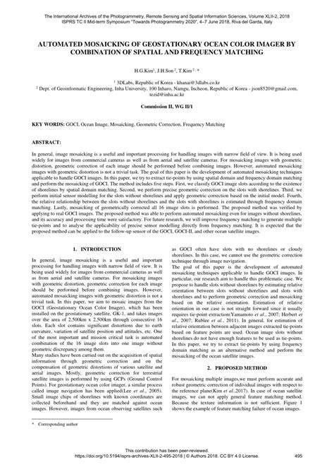 Pdf Automated Mosaicking Of Geostationary Ocean Color Imager By Combination Of Spatial And