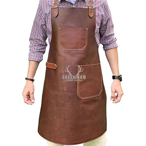 Mens Genuine Leather Apron With Pockets