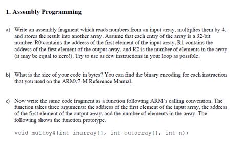 1 Assembly Programming Write An Assembly Fragment