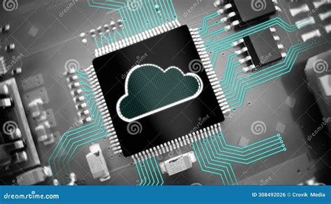 Cloud Computing Graphic Concept Cpu Chip Electronic 3d Render Stock Illustration