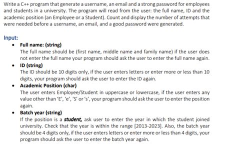 Solved Username String Email String And Password