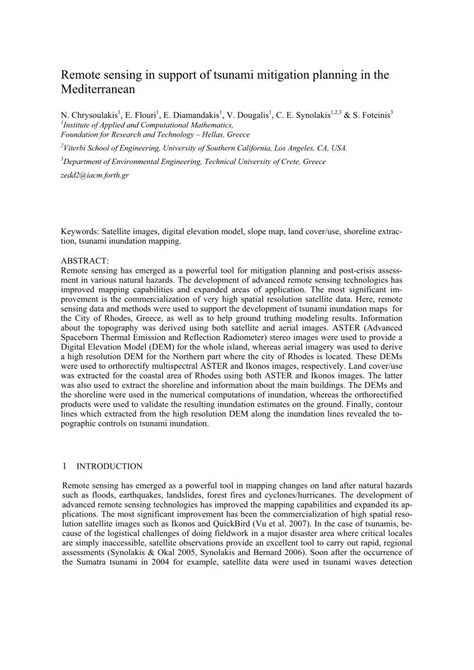 Pdf Remote Sensing In Support Of Tsunami Mitigation Planning