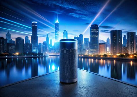 Advanced Digital Cityscape Voice Assistant Interface In A Hightech