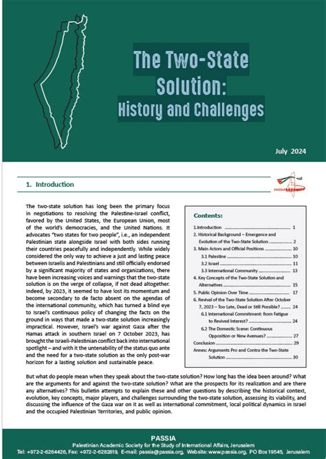 The Two State Solution History And Challenges Passia