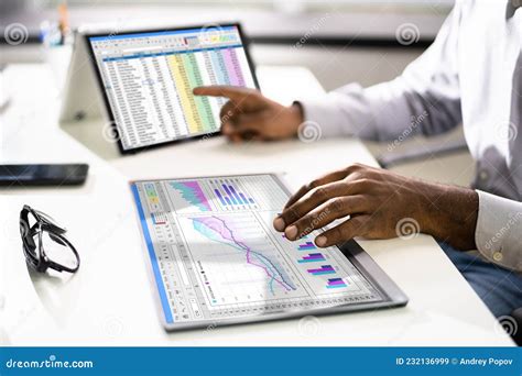 Electronic Spreadsheet Analyst Or Auditor Using Software Royalty Free Stock Image