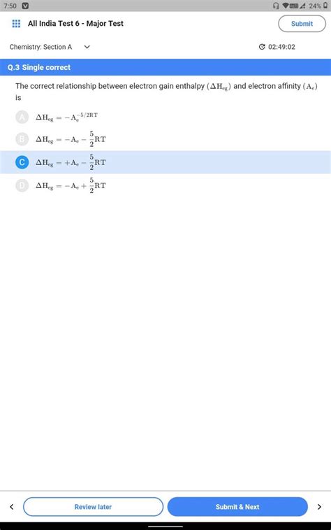 The Correct Relationship Between Electron Gain Enthalpy Δheg And Elect