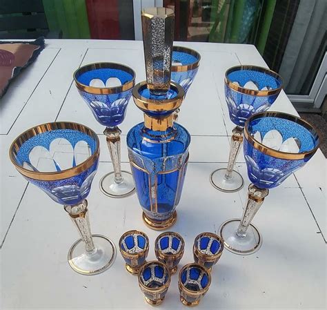 Bohemia - Crystal Decanter with five wine and five shot - Catawiki