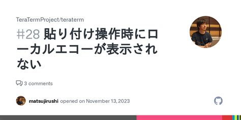 貼り付け操作時にローカルエコーが表示されない · Issue 28 · Teratermproject Teraterm · Github