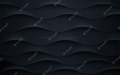 Premium Vector Black Abstract Background Wavy Dimension Layers With Light And Shadow Effect