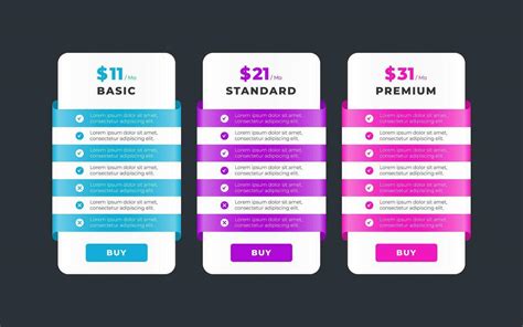 Vector Modern Pricing Table Design Template 36328391 Vector Art At Vecteezy