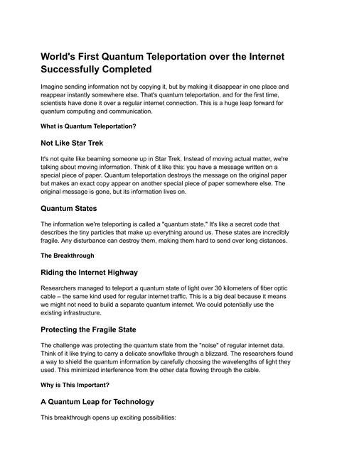 Quantum Teleportation Achieved Via Internet Connection For The First