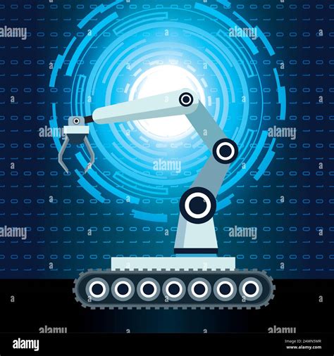Artificial Intelligence Technology Robotic Arm Binary Code Background Stock Vector Image Art