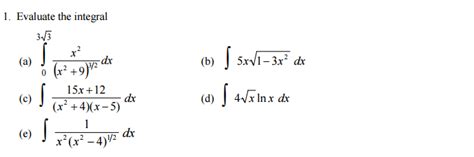 Solved Evaluate The Integral Integral 3 Squareroot 3 Squa