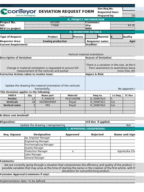 Deviation Form Request V1 Pdf