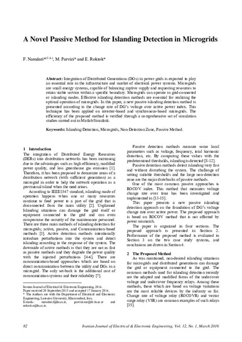 Pdf A Novel Passive Method For Islanding Detection In Microgrids
