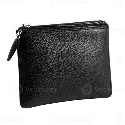 Black Leather Zip Pouch Elegant Design 52705647 Png