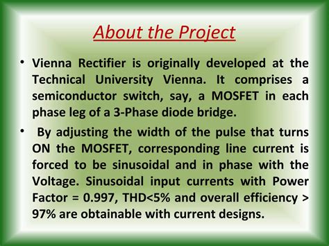 Three Phase Power Factor Improvement Using Vienna Rectifier Ppt