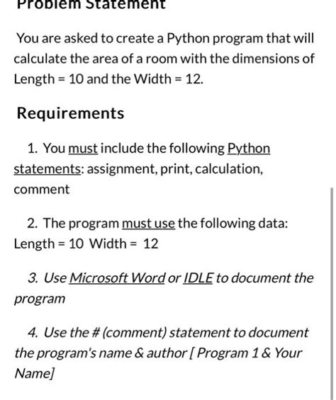 Solved You Are Asked To Create A Python Program That Will Chegg Com