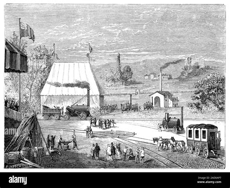 Rainhill Locomotive Trials 19th Century Illustration Of The October