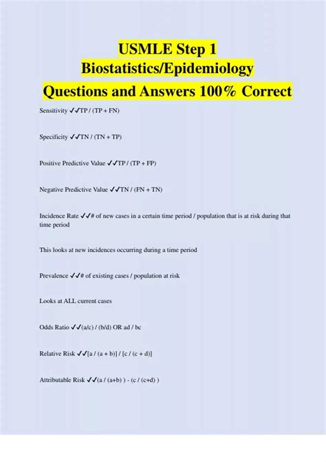 USMLE Step Biostatistics Epidemiology Questions And Answers Correct USMLE Stuvia UK