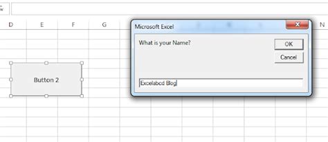 Take Input By Input Box And Show It In The Message Box Excelabcd