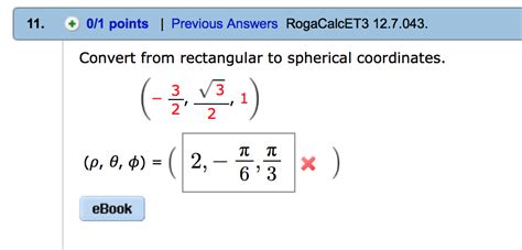 Solved Convert From Rectangular To Spherical Coordinates