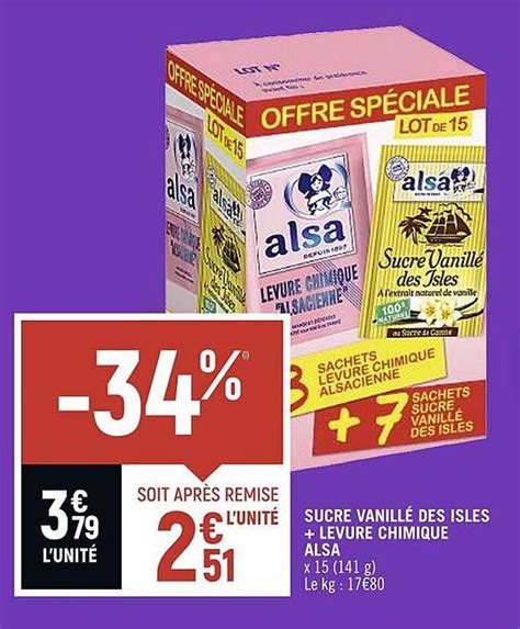 Promo Sucre Vanillé Des Isles Levure Chimique Alsa Chez Spar
