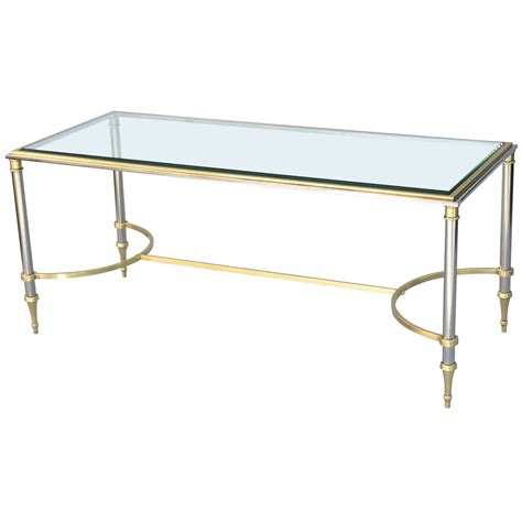 Vintage Style Low Coffee Table Solid Brass Steel And Toughened Glass For Sale At 1stdibs