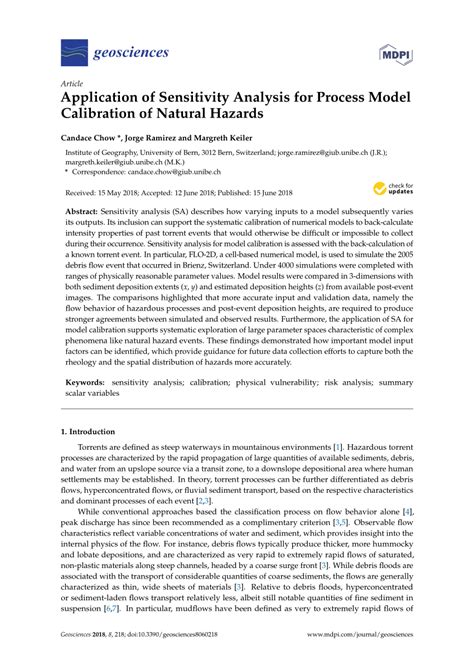 PDF Application Of Sensitivity Analysis For Process Model Calibration Of Natural Hazards