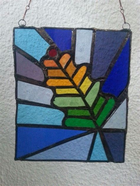 Autumn Oak Leaf Stained Glass Artwork