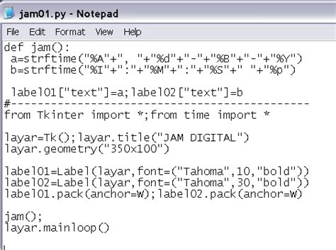 Membuat Jam Dengan Tampilan Gui Dengan Module Tkinter Pada Python Niguru Indonesia