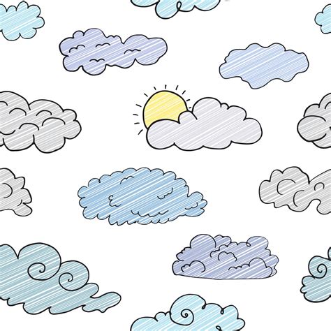 Hand Drawn Doodle Set Of Different Clouds Sketch Collection Vector