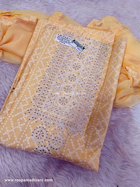 Embroidery Sequence Cotton Chiffon Dupatta Dress Material