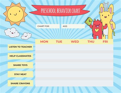 12 Free Preschool Behavior Chart Templates