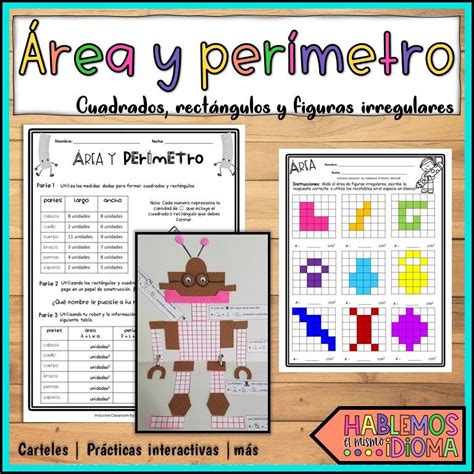 Área Y Perímetro Carteles Y Hojas De Trabajo Interactivas Area And