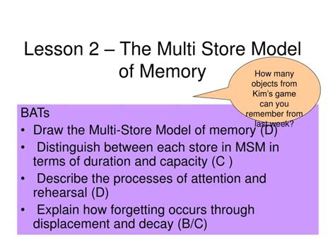 PPT Lesson The Multi Store Model Of Memory PowerPoint Presentation ID