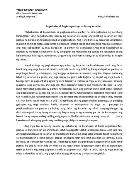 Gender Equality Tagalog Pdf