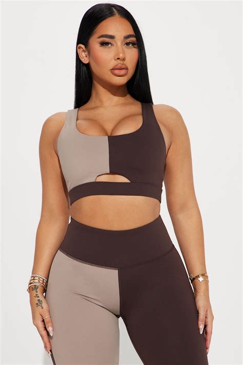 Sprints Color Block Active Set Browncombo Fashion Nova Nova Sport